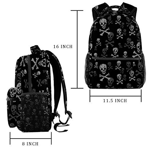 EVANLinsim Skull And Bones Backpacks Boys Girls School Book Bag Travel Hiking Camping Daypack Rucksack