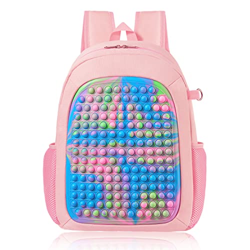 Gigilli Pop School Backpack for Girls, Rainbow Lightweight Girls Pop Bookbag Backpack for School, Large Capacity Elementary Schoolbag for School Supplies Birthday, Back to School Gifts for Girls Kids