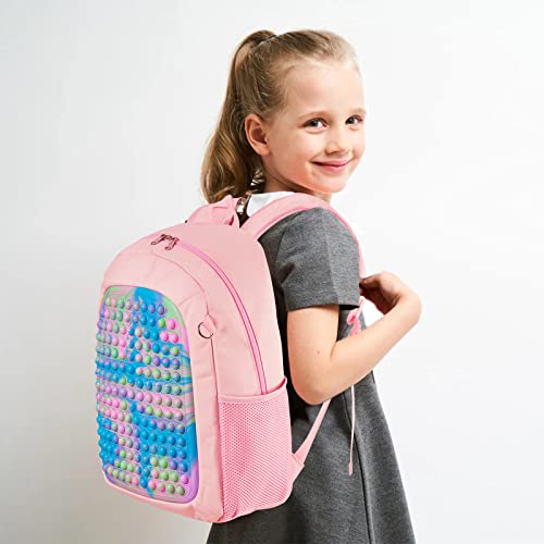 Gigilli Pop School Backpack for Girls, Rainbow Lightweight Girls Pop Bookbag Backpack for School, Large Capacity Elementary Schoolbag for School Supplies Birthday, Back to School Gifts for Girls Kids