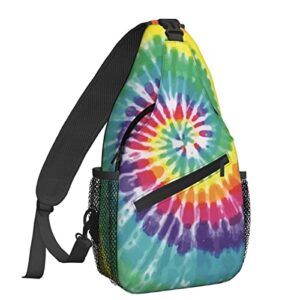 dujiea crossbody backpack for men women sling bag, beautiful tie dye chest bag shoulder bag lightweight one strap backpack multipurpose travel hiking daypack