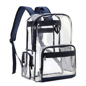 clear backpack, chase chic transparent school backpack large heavy duty see through daypack for school work travel