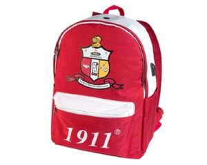 keleafrica kappa alpha psi sorority usb port backpack, red, medium