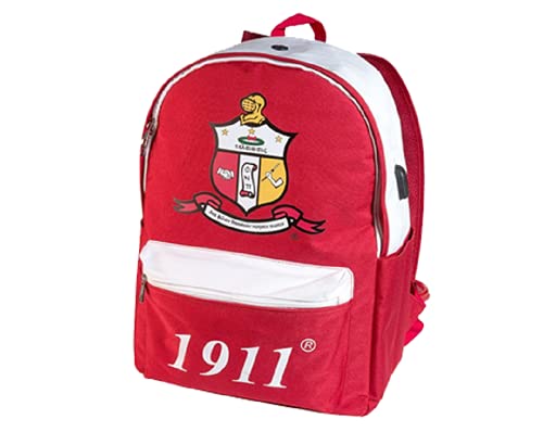 Keleafrica Kappa Alpha Psi Sorority USB Port Backpack, Red, Medium