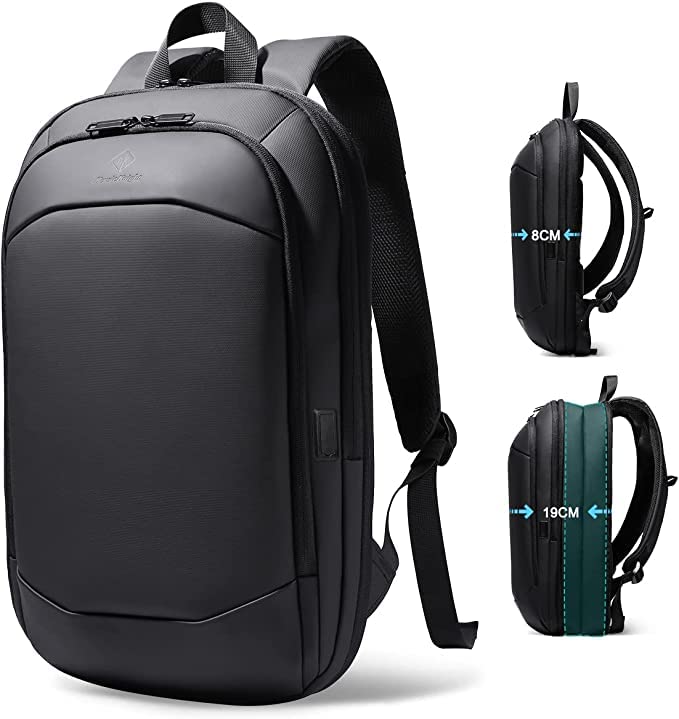 Laptop Backpack Work Business Slim Backpack 17'' Computer Men Women Expandable Lightweight Water-Resistant Durable Casual Daypack Anti-Theft USB Charging Port Bookbag for Travel College School-Black