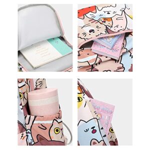 Cute School Backpack Kawaii Cat Print Bookbag Shoulder Bag for Teenagers Youth Rucksack Student Casual Daypack