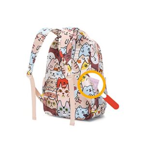 Cute School Backpack Kawaii Cat Print Bookbag Shoulder Bag for Teenagers Youth Rucksack Student Casual Daypack