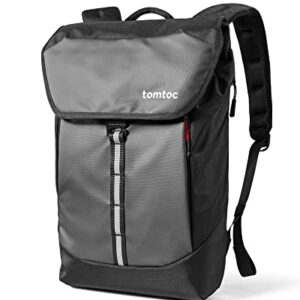 tomtoc Flap Laptop Backpack, Water-Resistant Durable Travel Backpack Rucksack for 13-16 Inch MacBook/15.6 Inch Notebook, Large Capacity Daypack for Work, School, Commuting, Weekend Holiday, 17L, Black