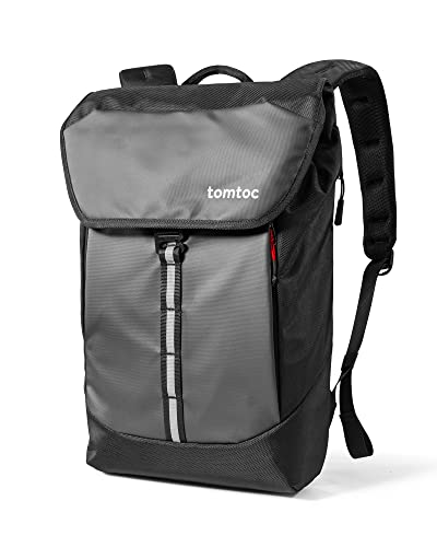 tomtoc Flap Laptop Backpack, Water-Resistant Durable Travel Backpack Rucksack for 13-16 Inch MacBook/15.6 Inch Notebook, Large Capacity Daypack for Work, School, Commuting, Weekend Holiday, 17L, Black