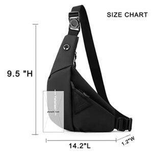 Sling Crossbody Bag Fanny Pack Multi-functional Waist One Strap Shoulder Backpack for Hiking Walking Biking Travel (Black for Right Hand User)