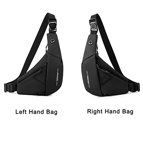 Sling Crossbody Bag Fanny Pack Multi-functional Waist One Strap Shoulder Backpack for Hiking Walking Biking Travel (Black for Right Hand User)