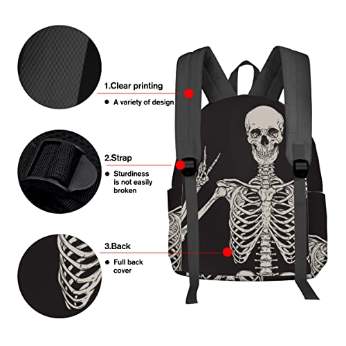 Stylish Elementary Student School Bag- Funny Human Skeleton Durable School Backpacks Outdoor Daypack Travel Packback for Kids Boys Girls