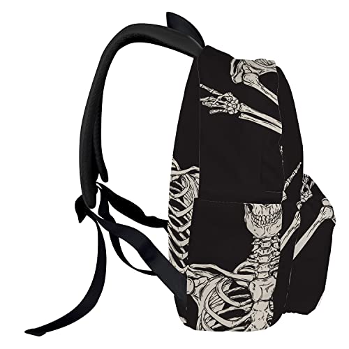 Stylish Elementary Student School Bag- Funny Human Skeleton Durable School Backpacks Outdoor Daypack Travel Packback for Kids Boys Girls