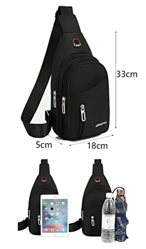 YERCHIC Small Sling Bag for Men Crossbody One Strap Casual Daypack Bag with Earphone Hole for Travel Outdoor Sports (Black)