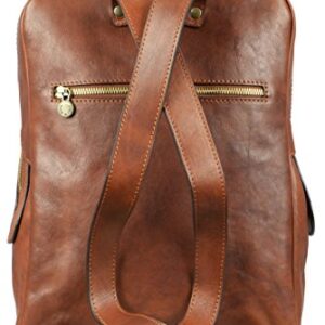 Time Resistance Leather Backpack Rucksack City Bag Unisex Matt Brown