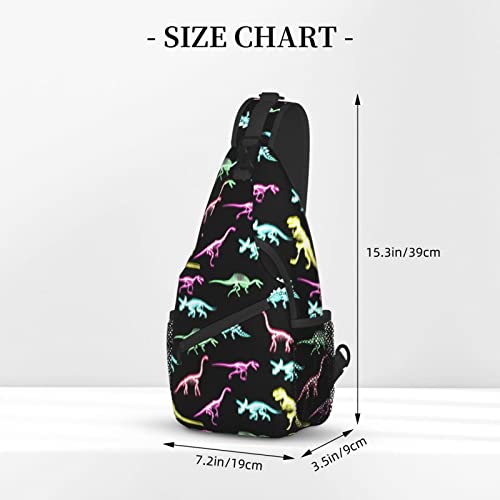 Sling Bag For Women Men，Magic Trippy Dinosaur Crossbody Shoulder Backpack Lightweight One Strap Casual Chest Daypack For Travel Hiking Outdoor Sports