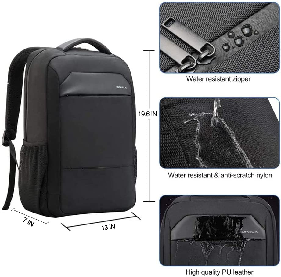 kopack Laptop Backpack,17 IN Waterproof Zipper Laptop Backpack for Men ,Business Computer Backpack With USB Port , Travel Backpack/College Backpack Black