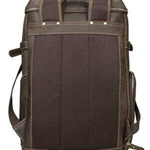 Lannsyne Vintage Full Grain Genuine Leather Backpack 18" Laptop Bag with Shoe Compartment Casual Travel Daypack Brown