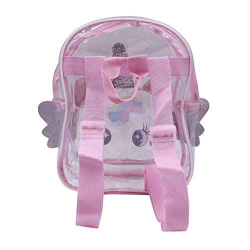 MOSSTYUS Women Lady Girls Clear Daypack Transparent Shoulder Bag Casual Backpack for Daily Travel Outdoor, Unicorn Pink