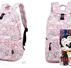 abshoo Cute Lightweight Kids School Bookbags Unicorn Girls Backpacks With Lunch Bag (Unicorn Pink Set G3)