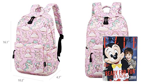 abshoo Cute Lightweight Kids School Bookbags Unicorn Girls Backpacks With Lunch Bag (Unicorn Pink Set G3)