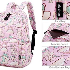 abshoo Cute Lightweight Kids School Bookbags Unicorn Girls Backpacks With Lunch Bag (Unicorn Pink Set G3)