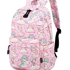 abshoo Cute Lightweight Kids School Bookbags Unicorn Girls Backpacks With Lunch Bag (Unicorn Pink Set G3)