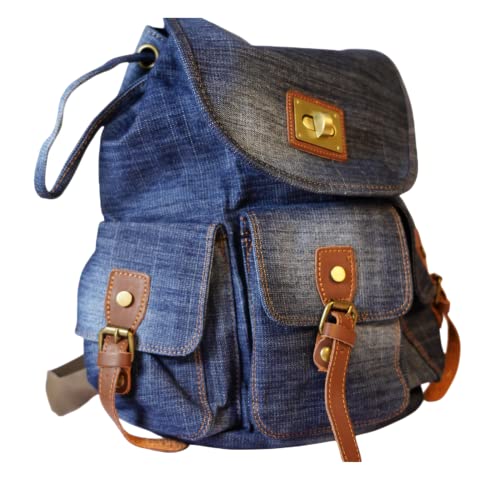 DENZUS Denim School Backpack for Teen travel Canvas Rucksack Laptop Jean Bag Emo Rucksack Tote Satchel School Shoulder Hiking Knapsack