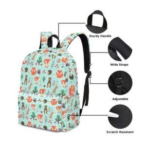 Psxnvid College Backpack Lightweight Cute Fox Bookbag, Durable Laptop Backpack Computer Backpacks for Boys Girls, Casual Daypack Stylish Women Backpack Purse with Adjustable Strap, Foxes