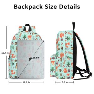 Psxnvid College Backpack Lightweight Cute Fox Bookbag, Durable Laptop Backpack Computer Backpacks for Boys Girls, Casual Daypack Stylish Women Backpack Purse with Adjustable Strap, Foxes