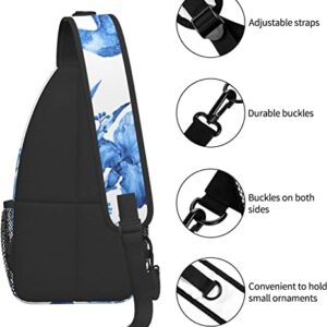 Sling Bag Blue Iris Flower Hummingbird Hiking Daypack Crossbody Shoulder Backpack Travel Chest Pack for Men Women