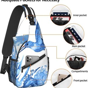 Sling Bag Blue Iris Flower Hummingbird Hiking Daypack Crossbody Shoulder Backpack Travel Chest Pack for Men Women