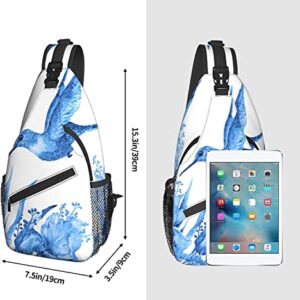 Sling Bag Blue Iris Flower Hummingbird Hiking Daypack Crossbody Shoulder Backpack Travel Chest Pack for Men Women