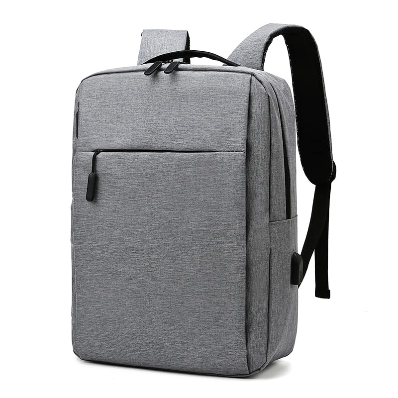 Business Travel Laptop Backpack with USB Charging Port for Men Ladies Boys Girls, Large Capacity Anti-Theft Waterproof College School Bags Computer Backpacks for 15.6 Inch Laptop Notebook (Gray)