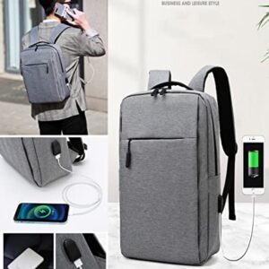 Business Travel Laptop Backpack with USB Charging Port for Men Ladies Boys Girls, Large Capacity Anti-Theft Waterproof College School Bags Computer Backpacks for 15.6 Inch Laptop Notebook (Gray)