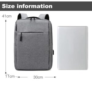 Business Travel Laptop Backpack with USB Charging Port for Men Ladies Boys Girls, Large Capacity Anti-Theft Waterproof College School Bags Computer Backpacks for 15.6 Inch Laptop Notebook (Gray)