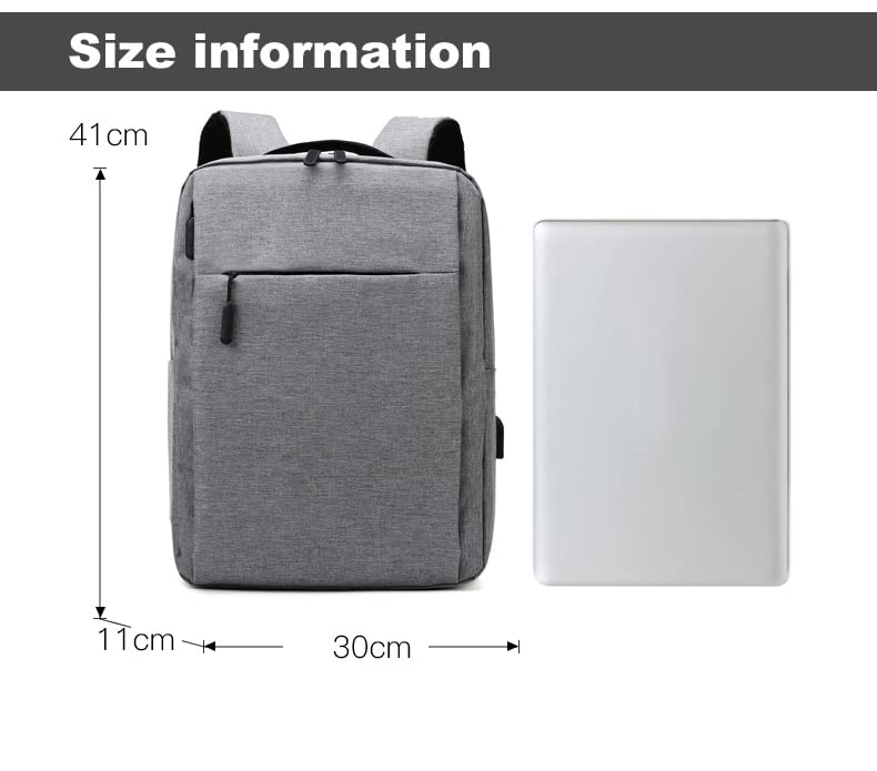 Business Travel Laptop Backpack with USB Charging Port for Men Ladies Boys Girls, Large Capacity Anti-Theft Waterproof College School Bags Computer Backpacks for 15.6 Inch Laptop Notebook (Gray)