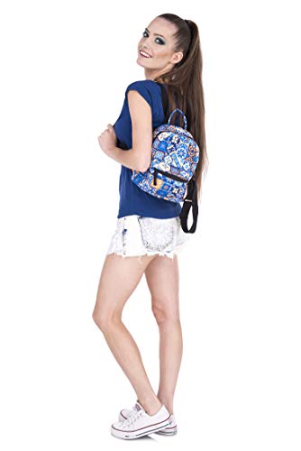 Ladyzone Cute Mini Backpack Daypack 10 Inch Pack for Girls Boys and Adult (Tiles Blue)