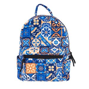 ladyzone cute mini backpack daypack 10 inch pack for girls boys and adult (tiles blue)