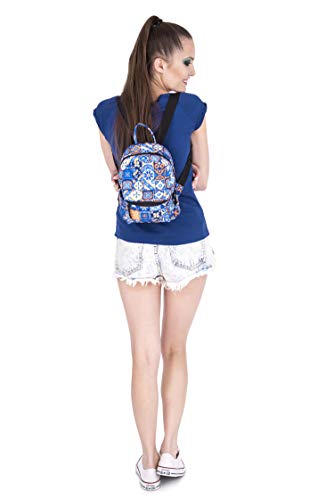 Ladyzone Cute Mini Backpack Daypack 10 Inch Pack for Girls Boys and Adult (Tiles Blue)