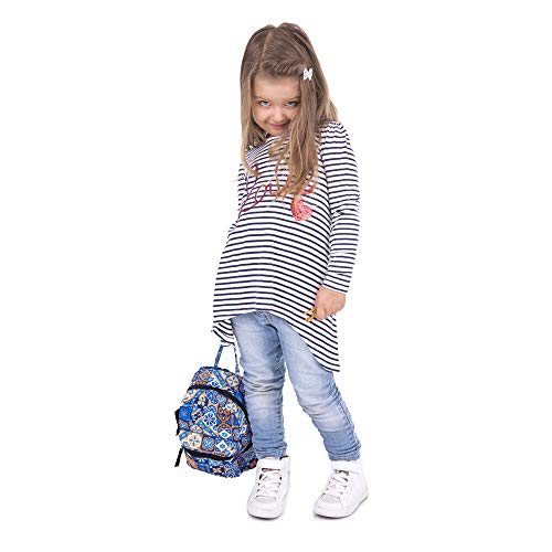 Ladyzone Cute Mini Backpack Daypack 10 Inch Pack for Girls Boys and Adult (Tiles Blue)