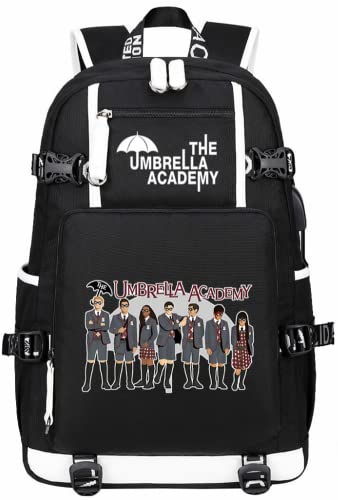 Umbrella Academy Backpack School Bag Bookbag Laptop (Black 4), One Size