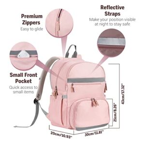 MoKo Gym Backpack with Shoe Compartment, 15.6 Inch Laptop Bag Backpack Stylish Water Resistant Travel Backpack Anti Theft School Backpack for Women/Girls/Teens Gifts, Pink