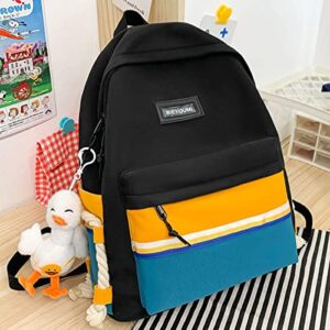 KOWVOWZ Cute Backpack School Backpack Student Bookbag Casual Daypack Travel Bag Water Resistant Women Girls kawaii boy (black)