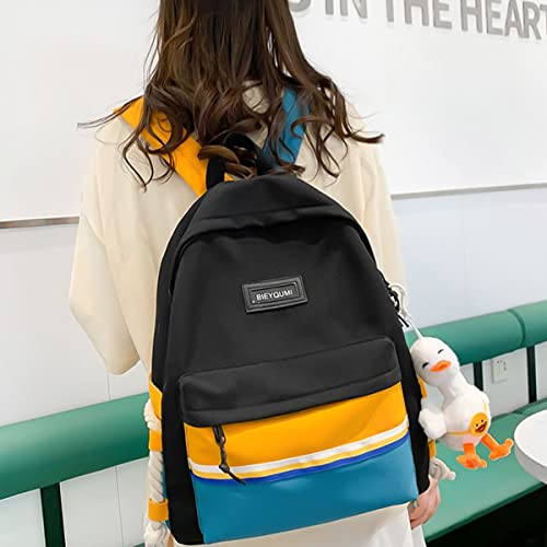 KOWVOWZ Cute Backpack School Backpack Student Bookbag Casual Daypack Travel Bag Water Resistant Women Girls kawaii boy (black)