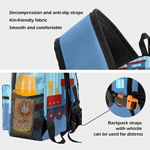 SunFancy Train Blue Strips Personalized School Backpack for Kid-Boy /Girl Toddler Daypack Kindergarten Travel Bookbag, 10''(L) x 4''(W) x 12''(H) (K10255)