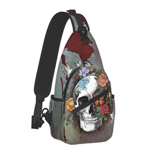 Sugar Skull Unisex Chest Bags Crossbody Sling Backpack Travel Hiking Daypack for Women Men Shoulder Bag for Casual Sport