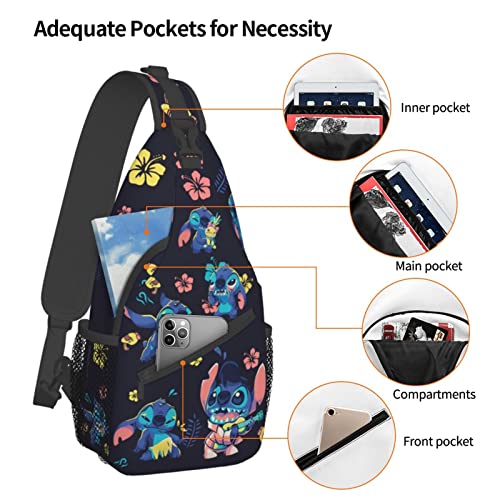 HFBIBFA Cartoon Sling Bag for Women Men Cute Crossbody Bag for Teenager Adults Fanny Pack Anime Mini Purse Backpack for Gift Chest Bags For Travel Hiking