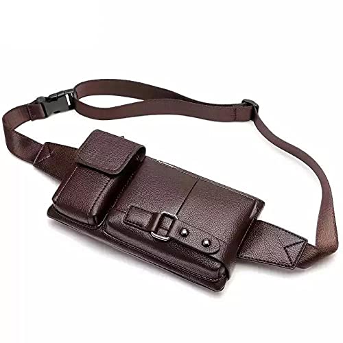 Bestsent Men's Leather Sling Bag,Chest Shoulder Backpack, Water waterproof Crossbody Bag (Brown, Medium)