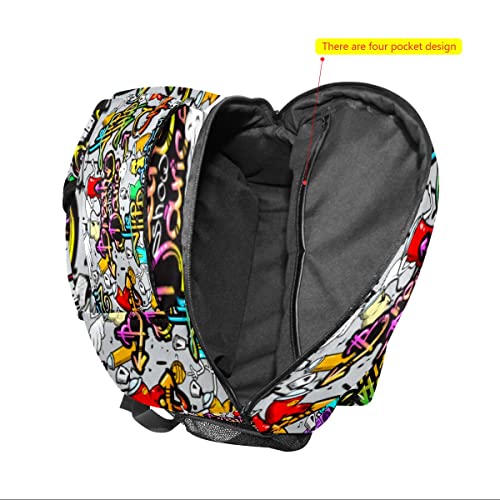 Graffiti Letters Backpack School Book Bag Laptop Backpacks Travel Hiking Camping Day Pack, One Size