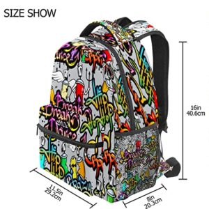 Graffiti Letters Backpack School Book Bag Laptop Backpacks Travel Hiking Camping Day Pack, One Size